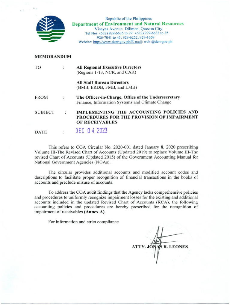 Accounting Policies and Procedures For The Provision of Impairment of ...