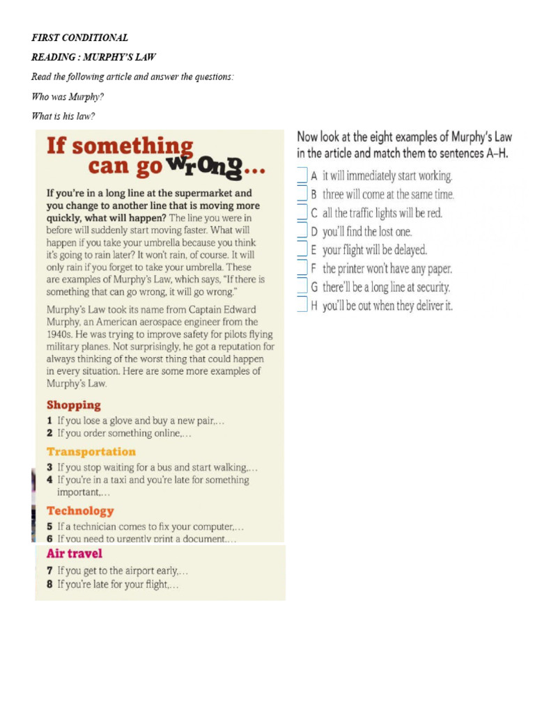 First Conditional Reading | PDF