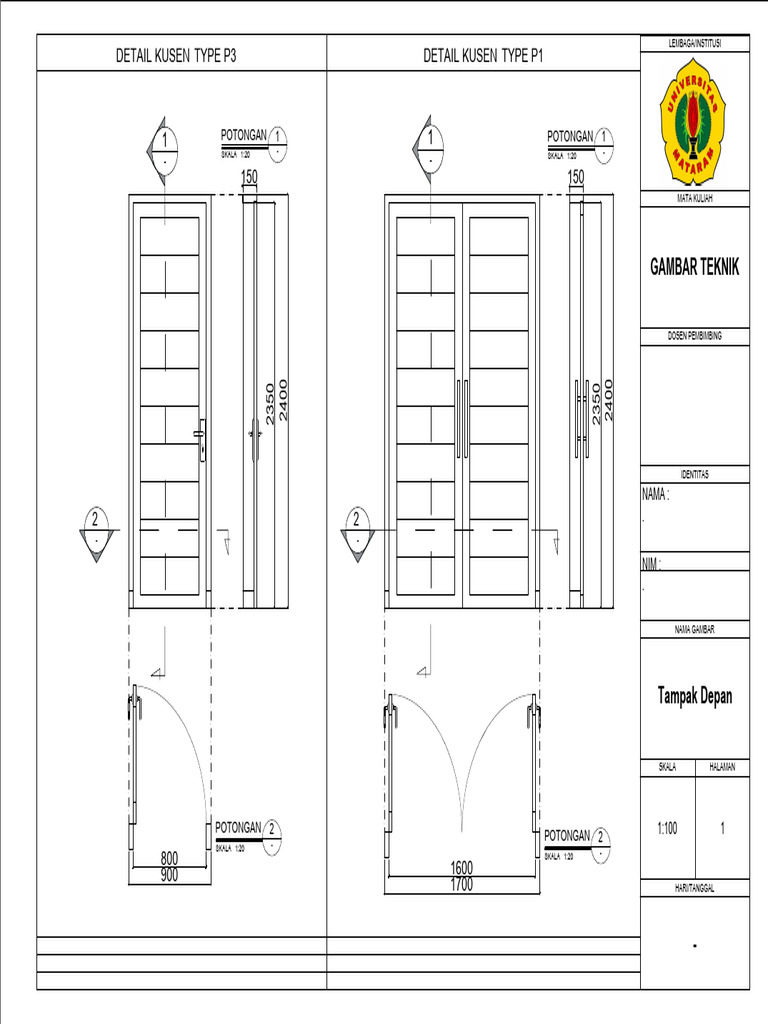 Denah + Detail Kusen Pintu Dan Jendela | PDF