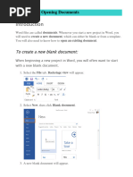 Word 2016 Creating and Opening Documents: To Create A New Blank ...