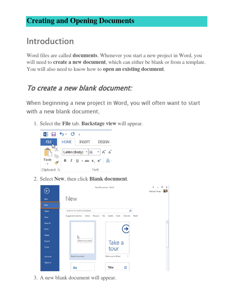 Creating and Opening Documents | PDF | Icon (Computing) | Computer File