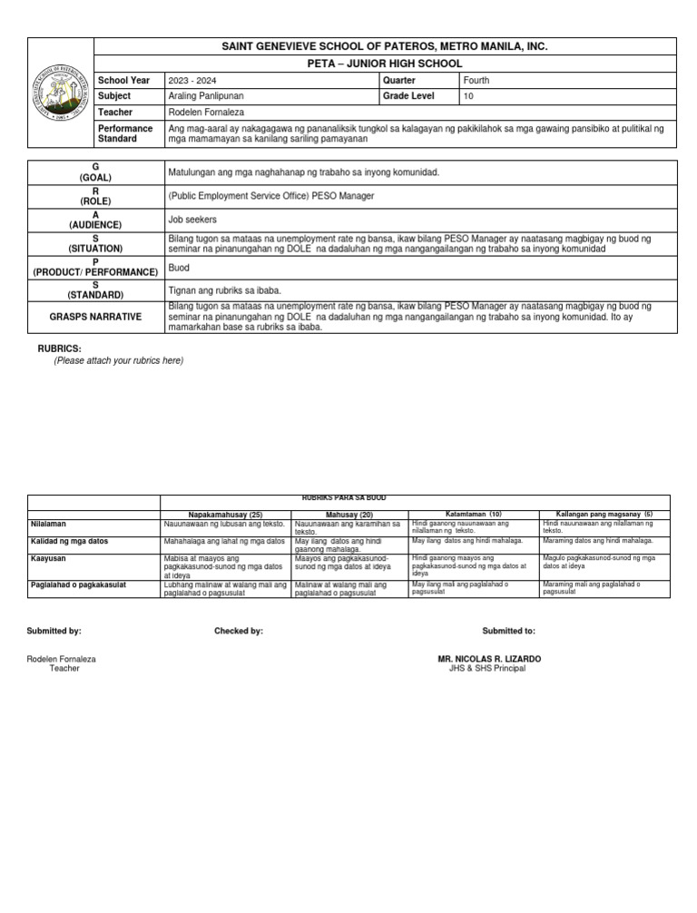 2023 2024 AP10 Fourth Quarter PETA | PDF