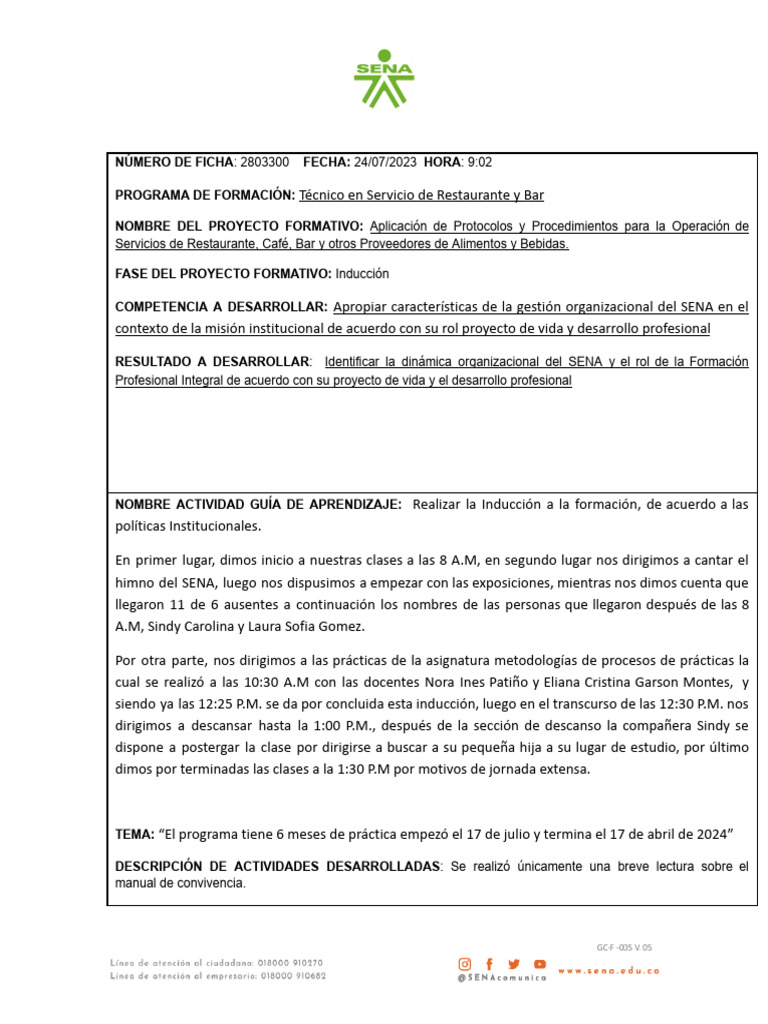 Formato Bitã - Cora 2023 | PDF | Aprendizaje | Modificación de comportamiento