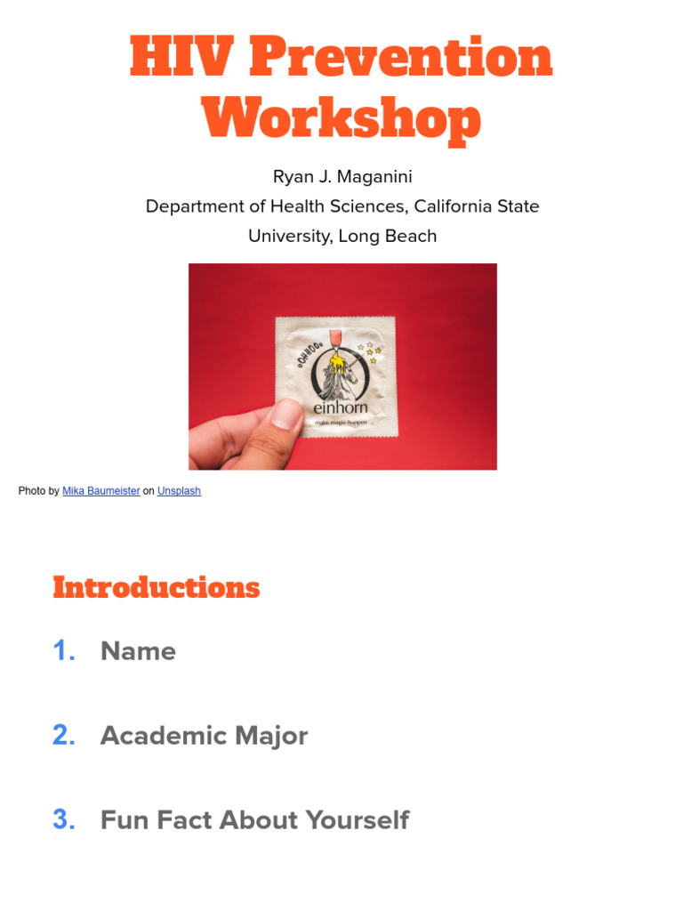 Hiv Prevention Workshop Final | PDF | Hiv | Hiv/Aids