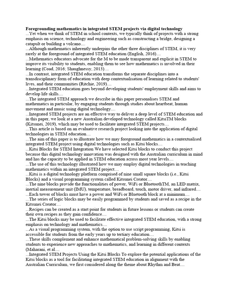 Integrating Mathematics in STEM with Kitsi | PDF | Science, Technology ...
