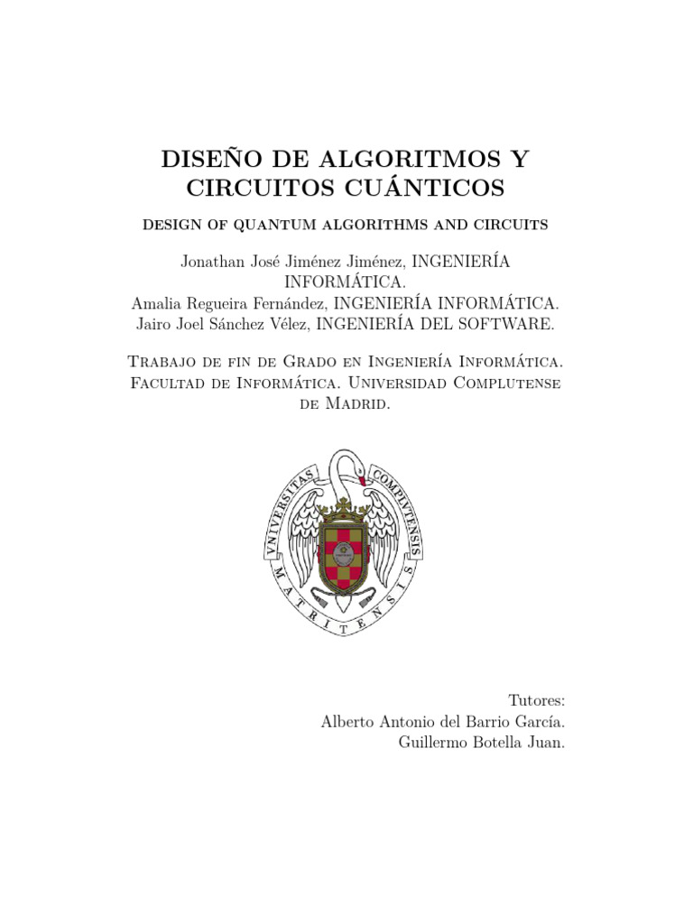 Diseño de algoritmos y circuitos cuánticos autor Jonathan José Jiménez Jiménez | PDF | Mecánica ...