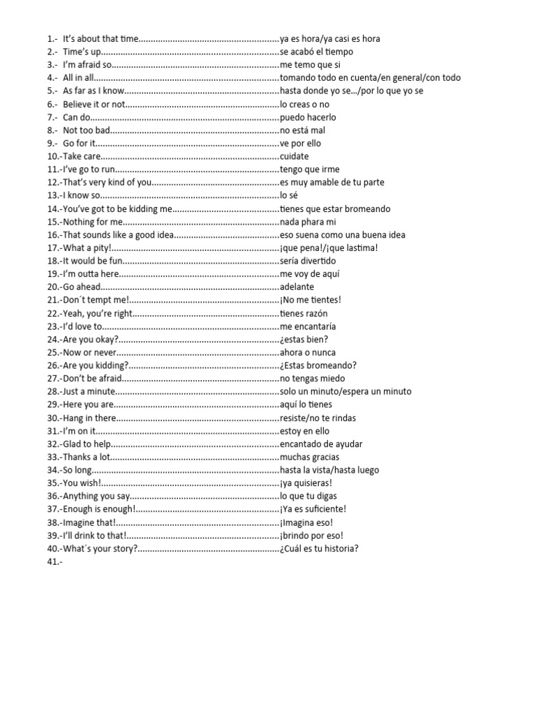 Lista De Frases En Ingles Pdf Música Grabada Grabación De Sonido