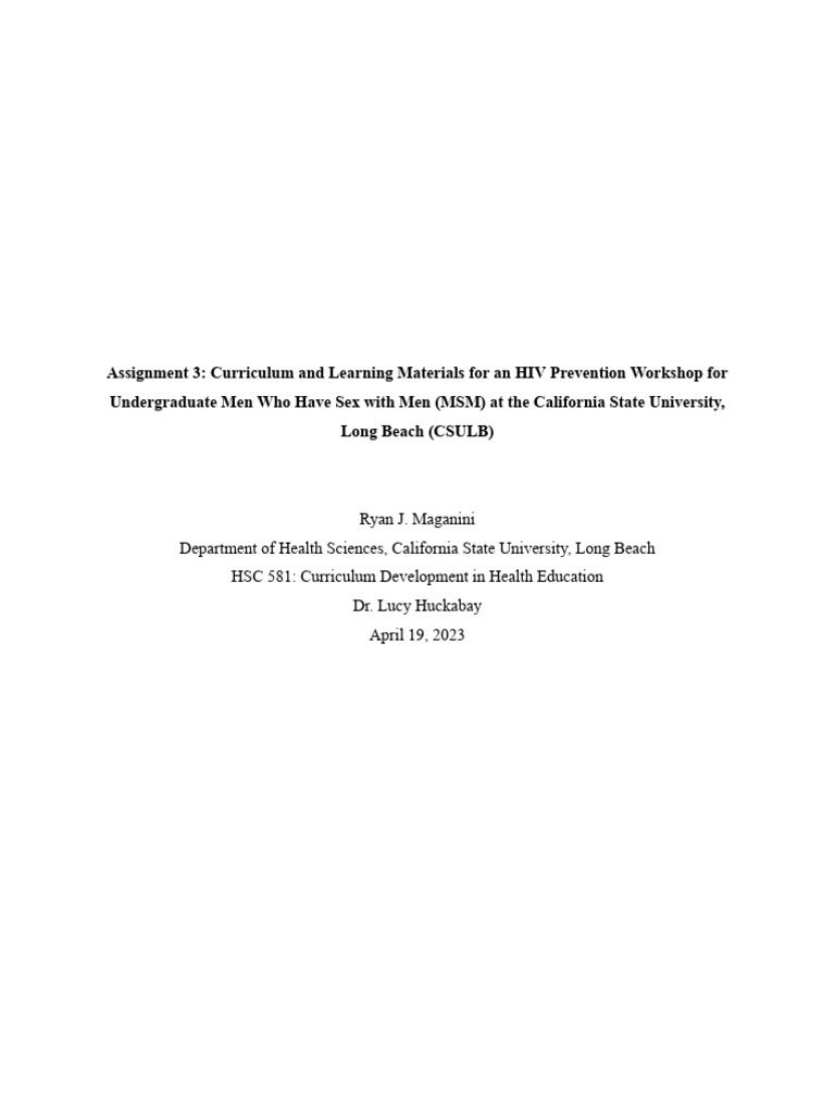 HSC 581 Curriculum | Download Free PDF | Hiv/Aids | Sexually ...