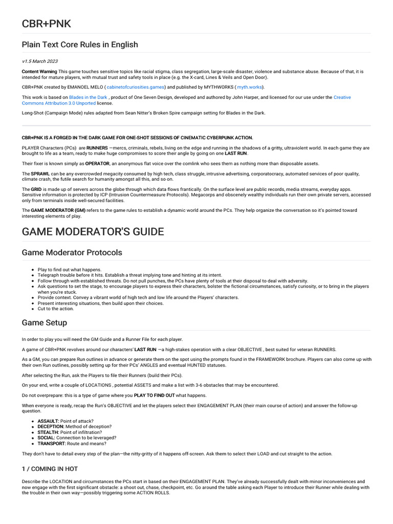 CBRPNK Core Rules PlainText | PDF | Dice