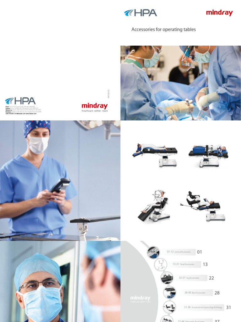 HPA Mindray Accessories For Operating Tables | PDF | Surgery | Elevator