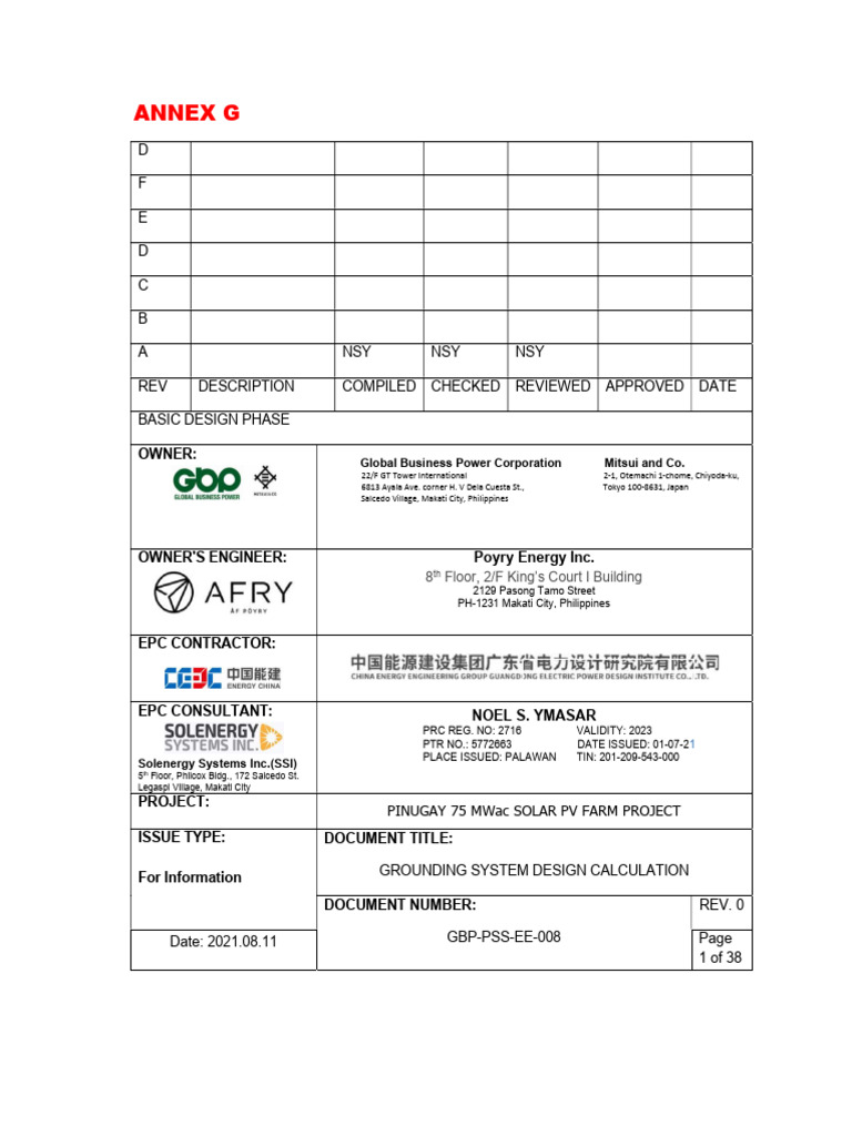 Grounding Design for Pinugay Solar Farm | PDF | Electrical Substation ...