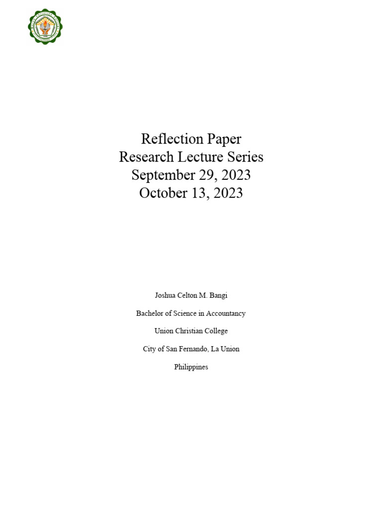 Research Lecture Reflection | PDF | Qualitative Research | Liberal Arts Education