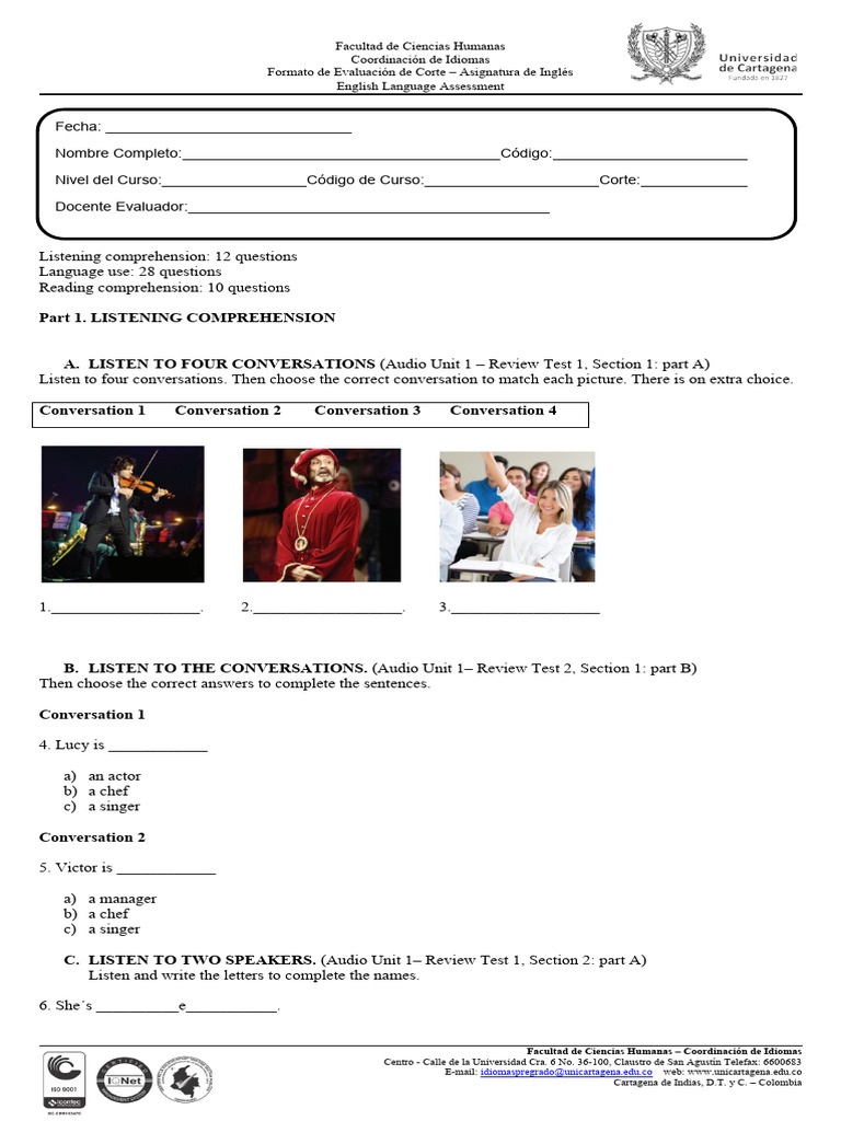 English Level 1 Assessment Format | PDF | Linguistics | Linguistic Typology