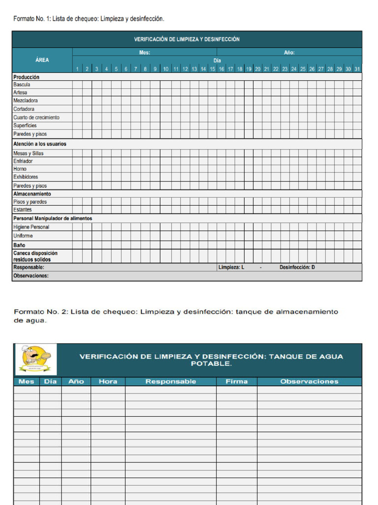 Formatos de Limpieza y Desinfeccion | PDF