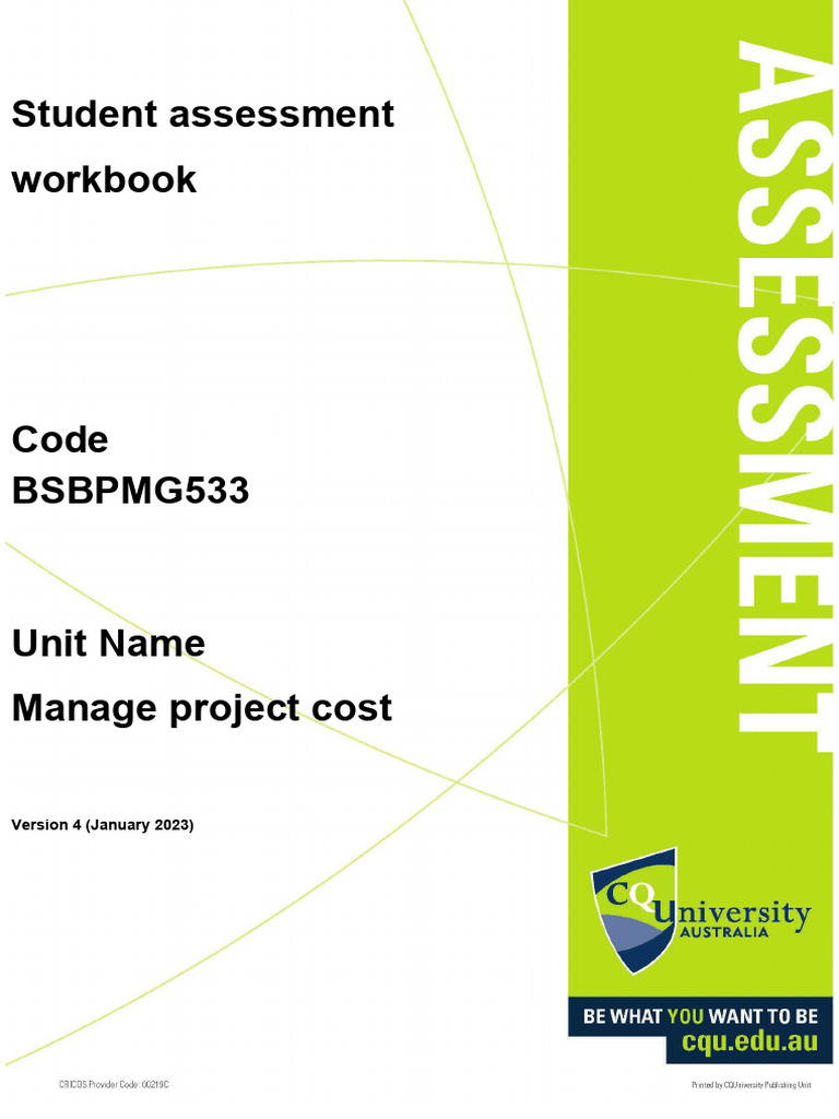 BSBPMG533 Student Assessment Workbook | PDF | Project Management | Cost ...