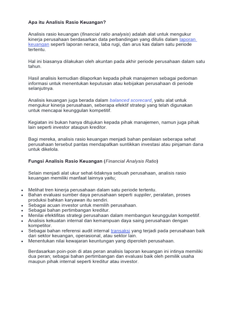 Apa Itu Analisis Rasio Keuangan | PDF
