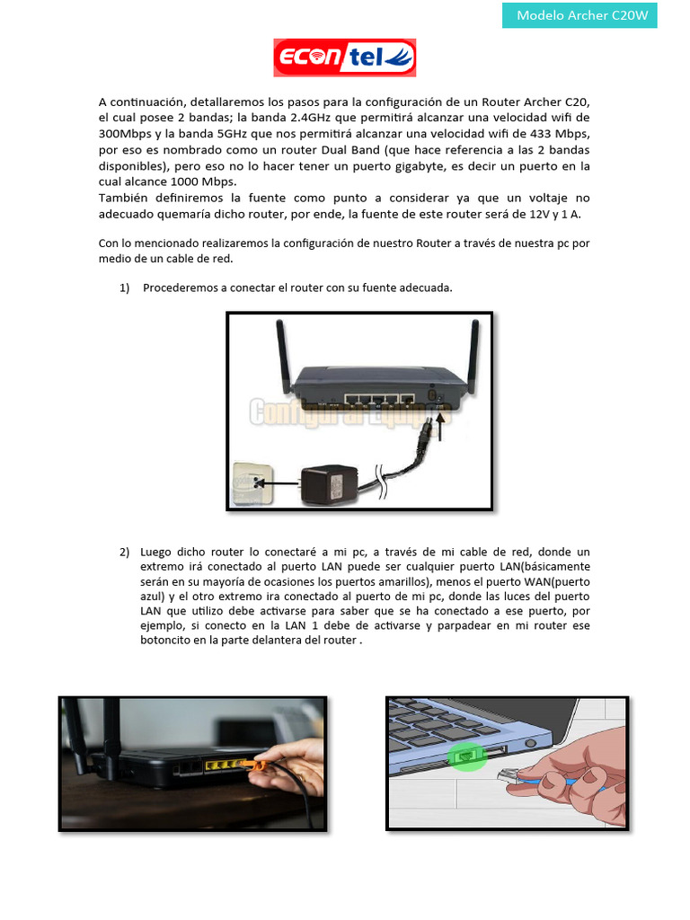Manual Tp-Link C20 MODELO AC750 | PDF | Enrutador (Computación ...