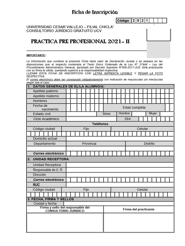 Documentos de Inscripcion Practicante | PDF | Documento de identidad | Justicia