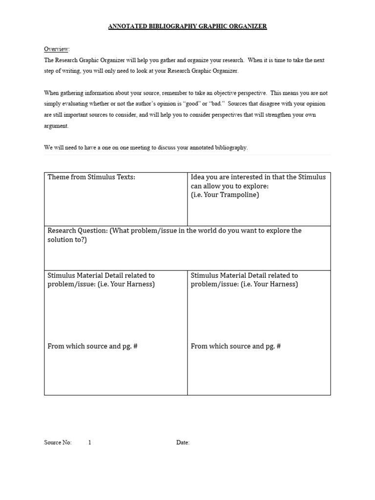 !IWA Annotated Bibliography Graphic Organizer Blank | PDF | Citation | Plagiarism