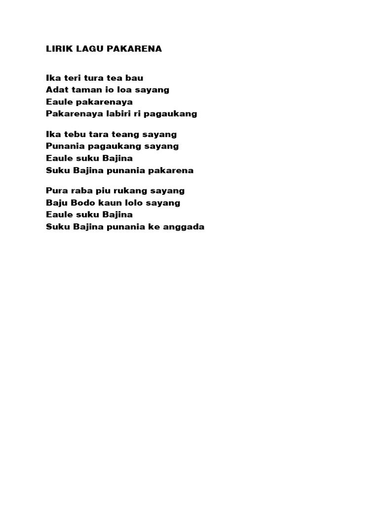 Lirik Lagu Pakarena dan Artinya | PDF