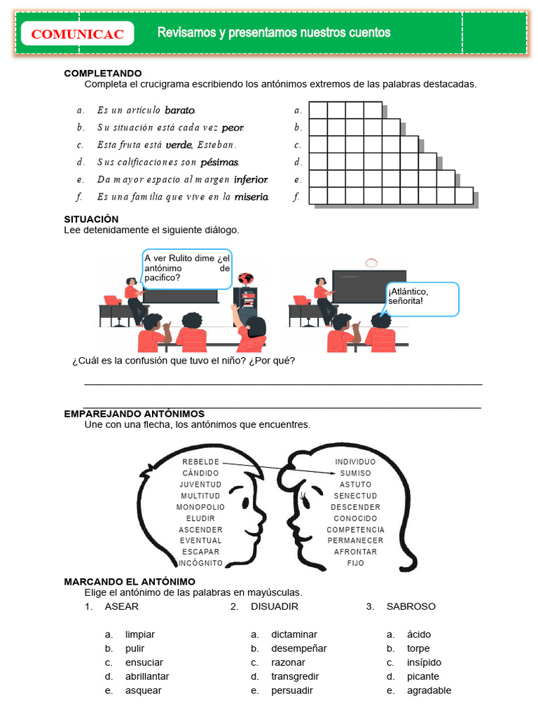 Actividad de Antónimos para Niños | PDF