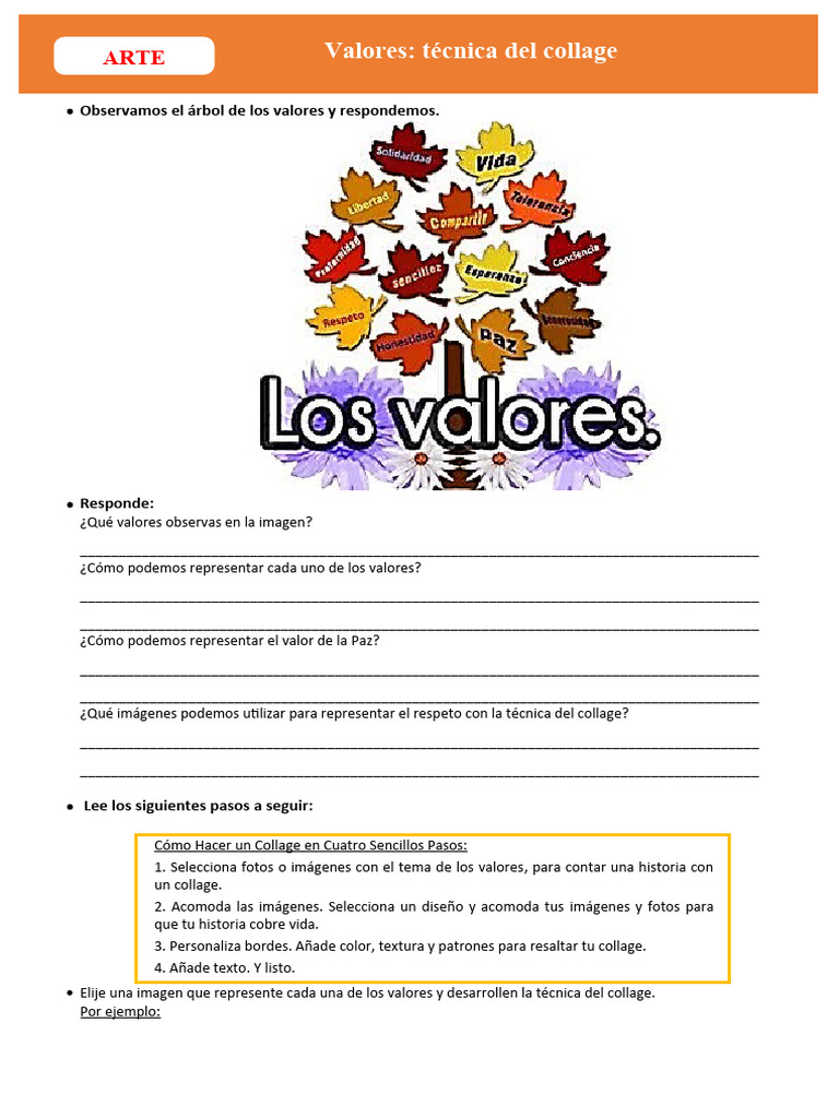 D5 A2 FICHA ARTE Valores Técnica Del Collage | PDF | Arte
