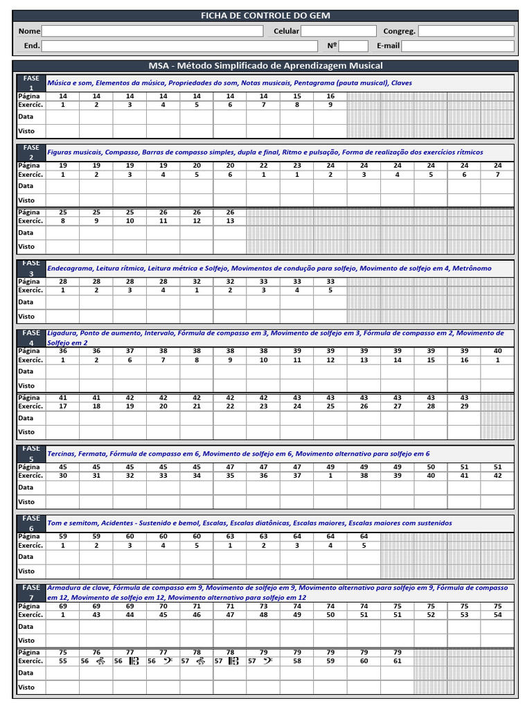 Ficha de Controle do GEM CCB | PDF | Escala (música) | Poética