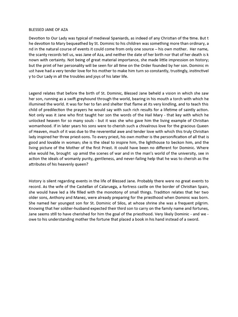 Blessed Jane of Aza | PDF | Religion & Spirituality