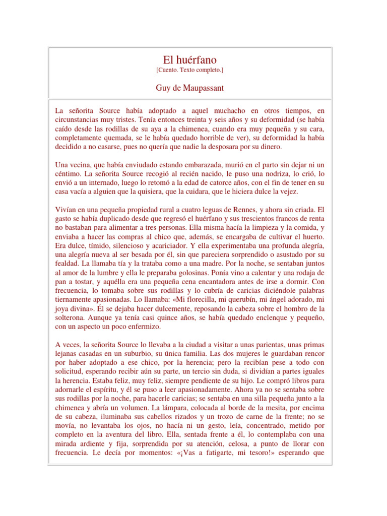 El miedo del huérfano y su madre adoptiva | PDF