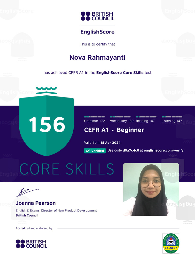 EnglishScore Certificate | PDF