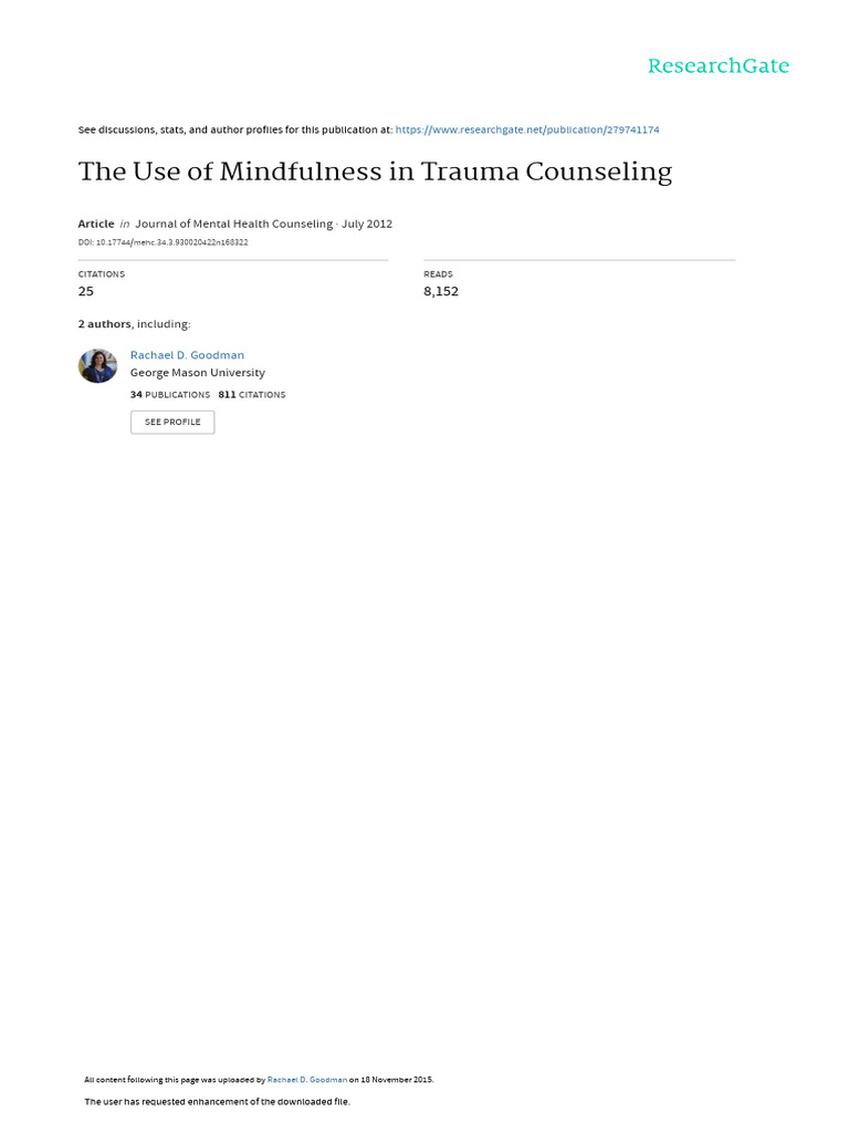 The Use of Mindfulness in Trauma Counseling | PDF | Mindfulness ...