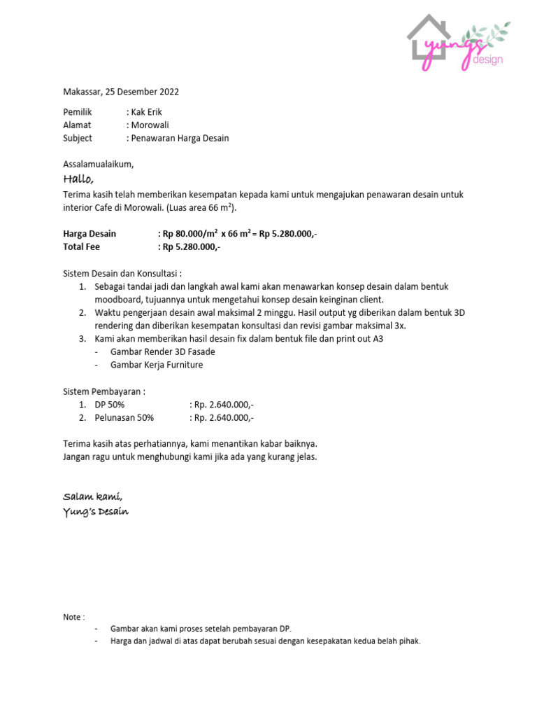 Surat Penawaran Interior Kak Erik - Morowali | PDF | Seni