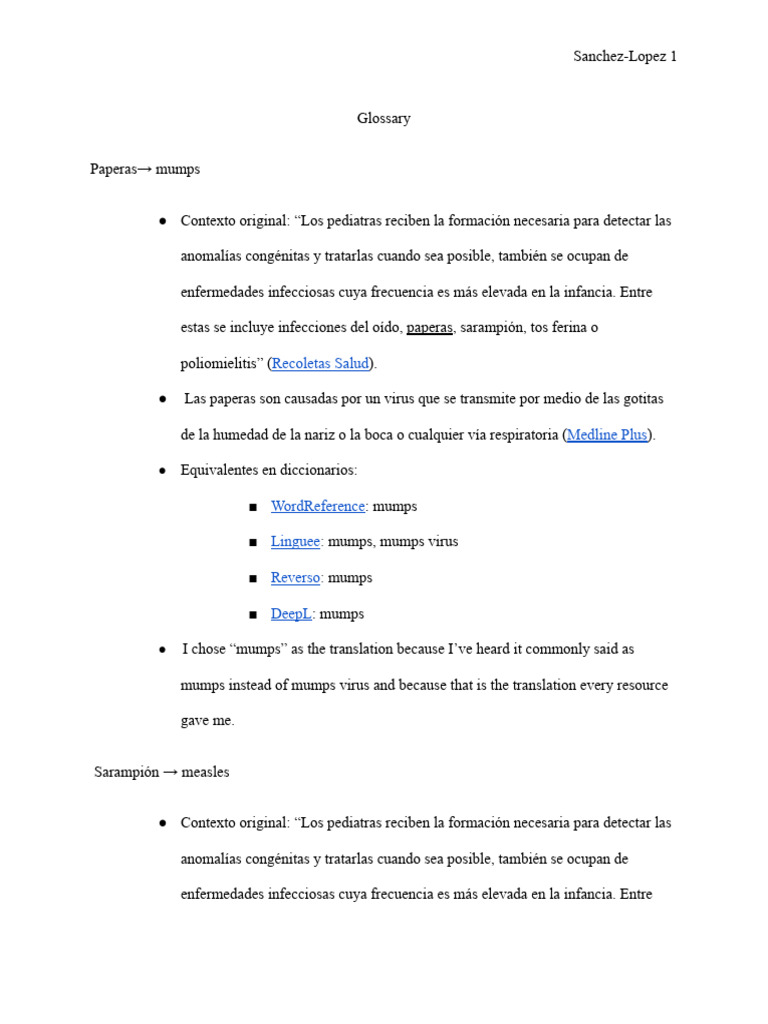 candy sanchez-lopez glossary | PDF | Sarampión | Enfermedades y trastornos