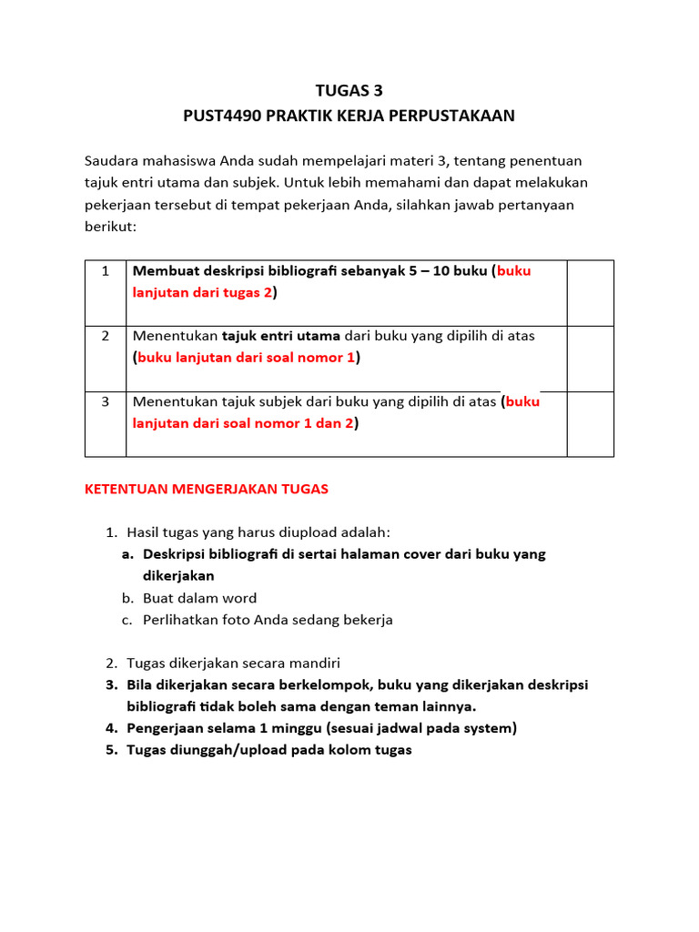 TUGAS 3 PUST4490 Praktk Kerja | PDF | Metode & Bahan Ajar | Komputer