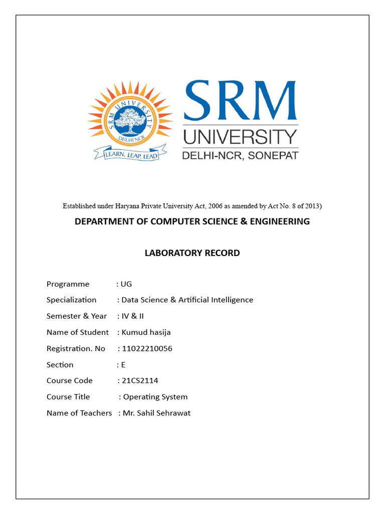 OS lab File | PDF | Scheduling (Computing) | Computer Architecture