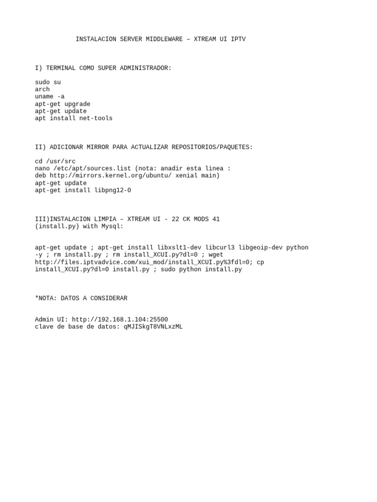 01 Manual de Instalacion Xtream Ui r22f Mods | PDF