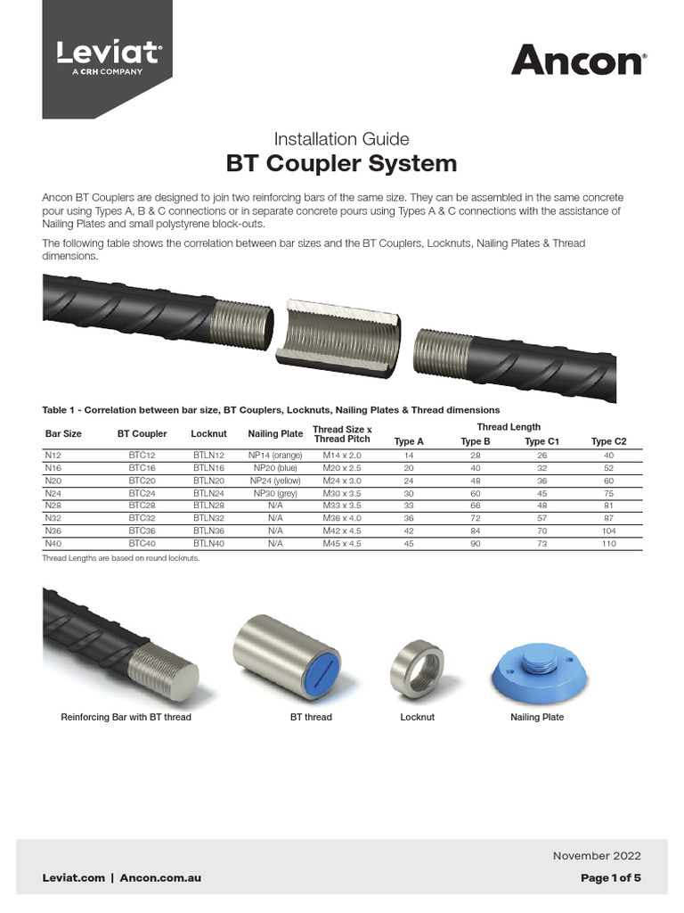 Ancon BT Coupler Installation Guide | PDF | Masonry | Secondary Sector ...