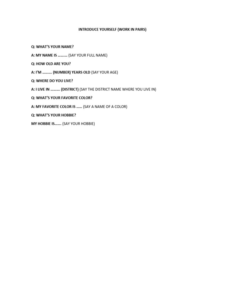 Introduce Yourself | PDF