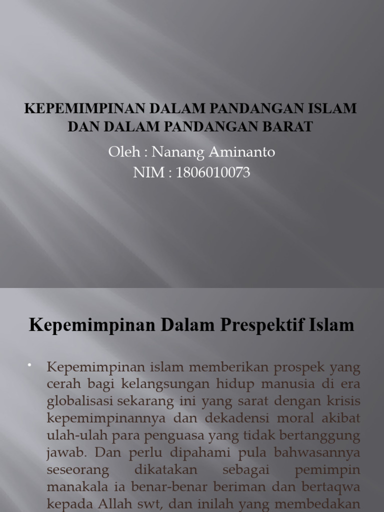 Kepemimpinan: Islam vs Barat | PDF
