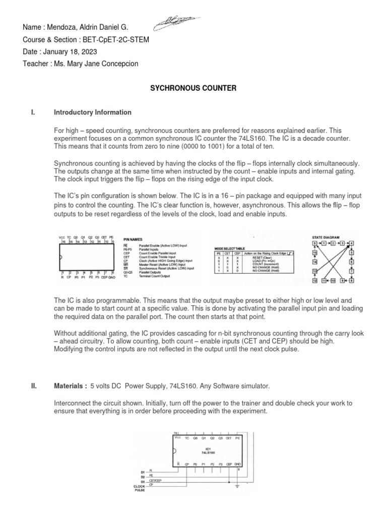 Mendoza - Experiment No.14 | PDF | Digital Electronics | Electronic ...
