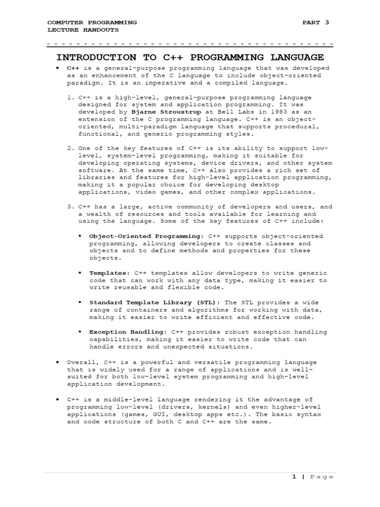 C Handouts 3 | PDF | C++ | Computer Programming C Handouts 3 | PDF | C++ | Computer Programming