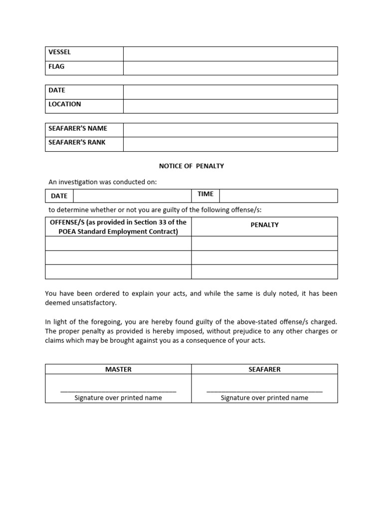 Sample Notice of Penalty | PDF
