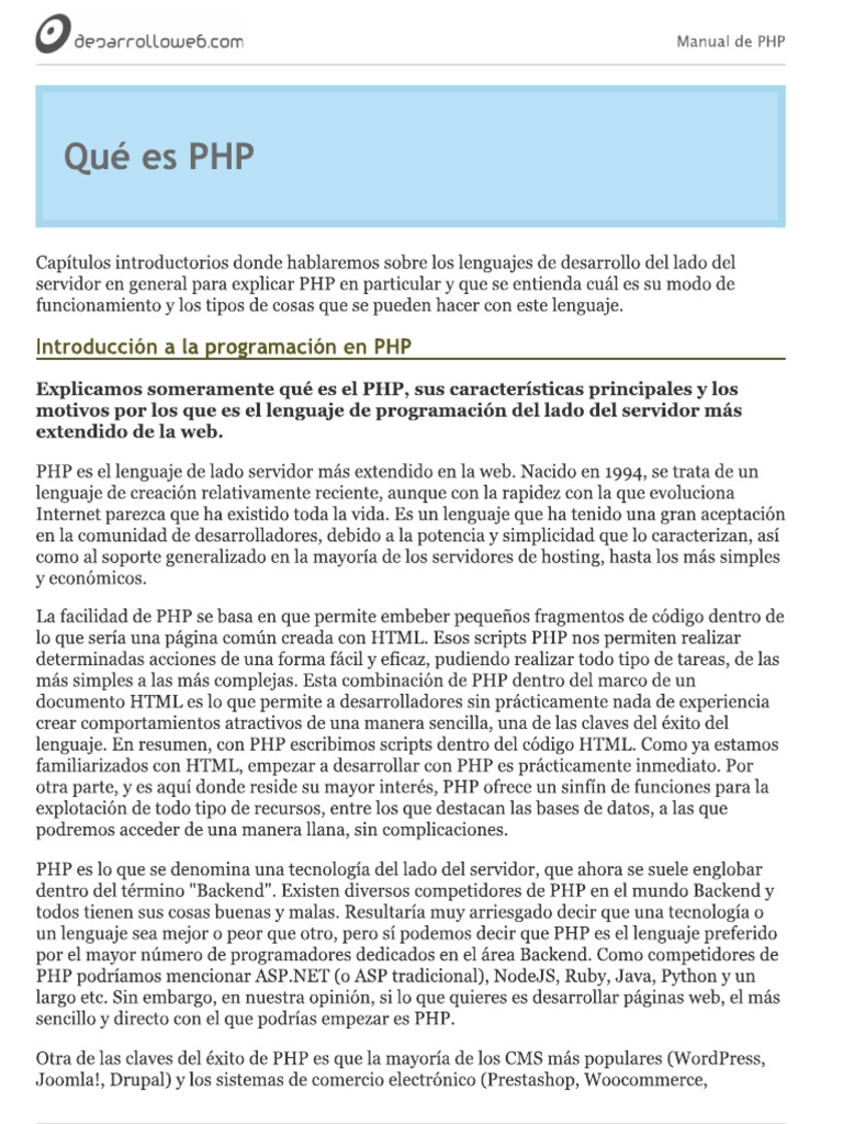 Introduccion PHP | PDF