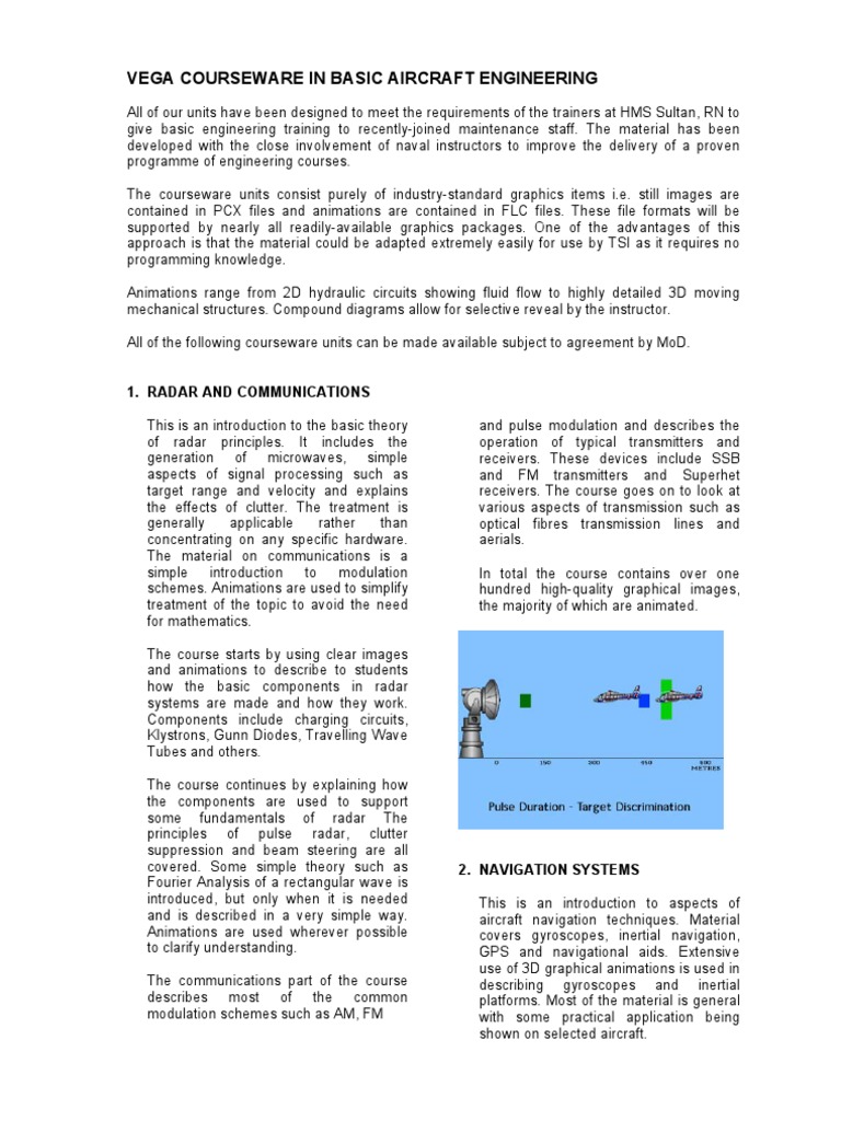 Vega Courseware in Basic Aircraft Engineering: 1. Radar and ...