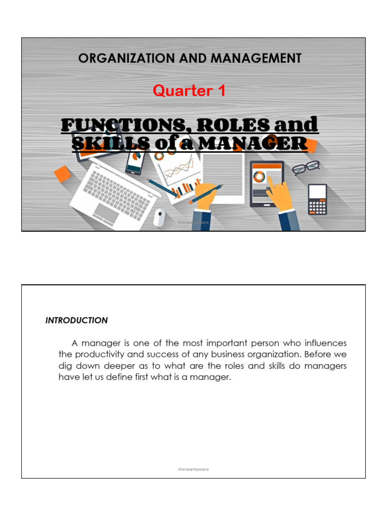 Q1 FUNCTIONS ROLES and SKILLS of A MANAGER | PDF | Skill | Chief Operating Officer