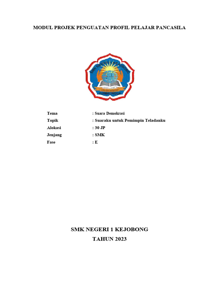 Modul Projek Suara Demokrasi - Suaraku Untuk Pemimpin Teladanku ...
