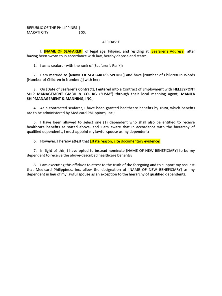 (DRAFT) Affidavit For Allotee | PDF