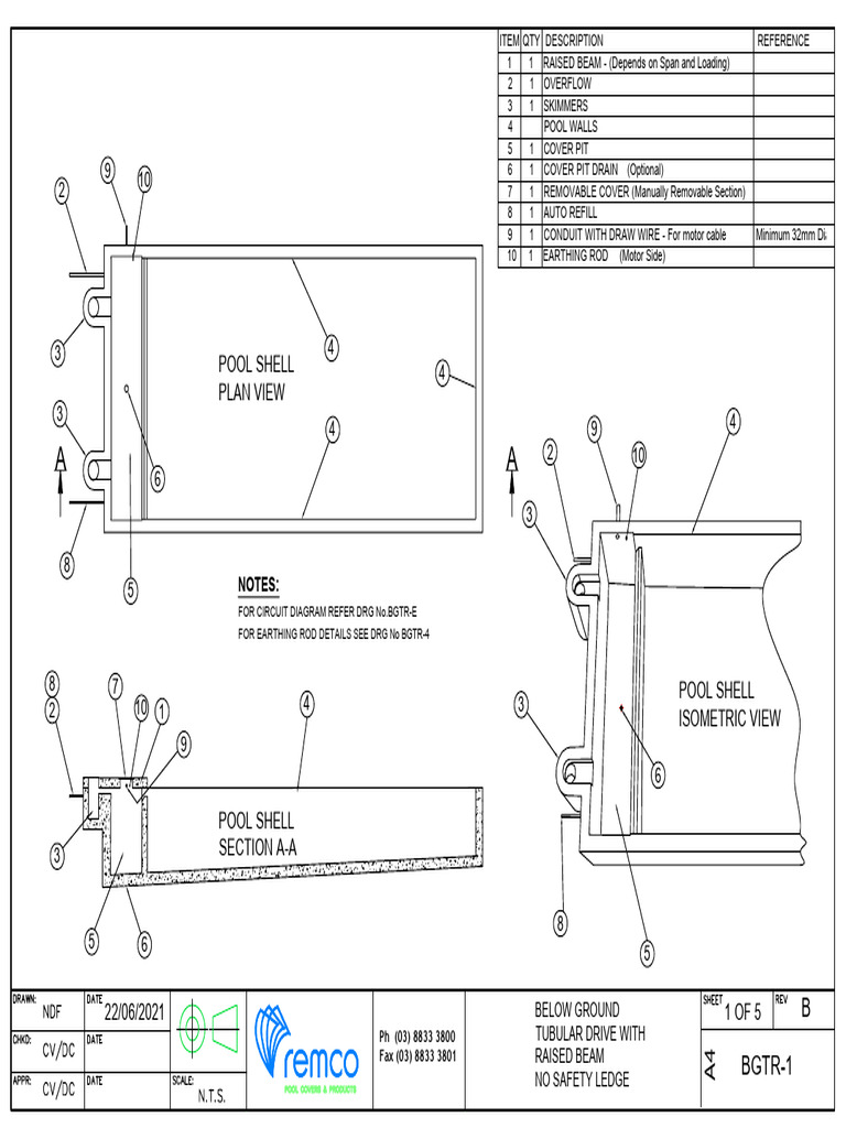 Swimroll - Below Ground T-Dr. Raised Beam No Safety Ledge (BGTR) | PDF ...