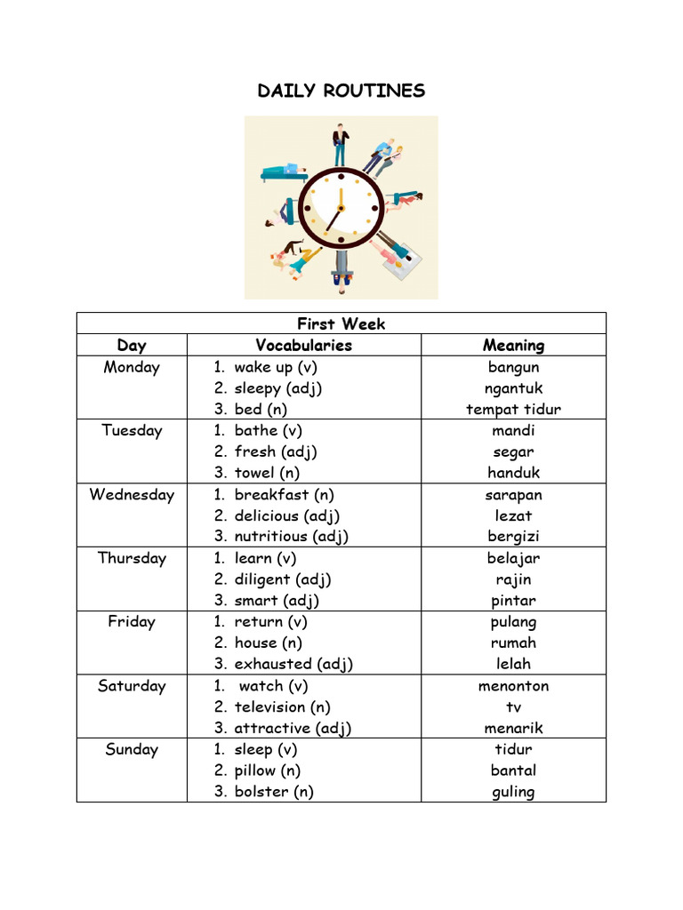 Daily Routines | PDF | Language Arts & Discipline | Science & Mathematics