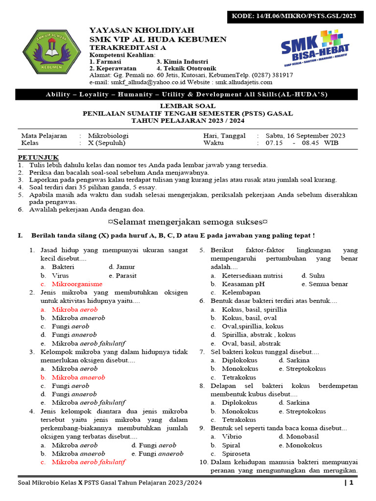 MIKROBIO PSTS GSL 2023 Fix | PDF | Sains & Matematika